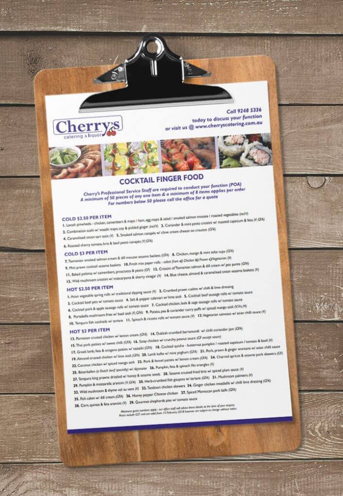 Hot, Cold, Sweet, and Savoury Catering Menus in Perth